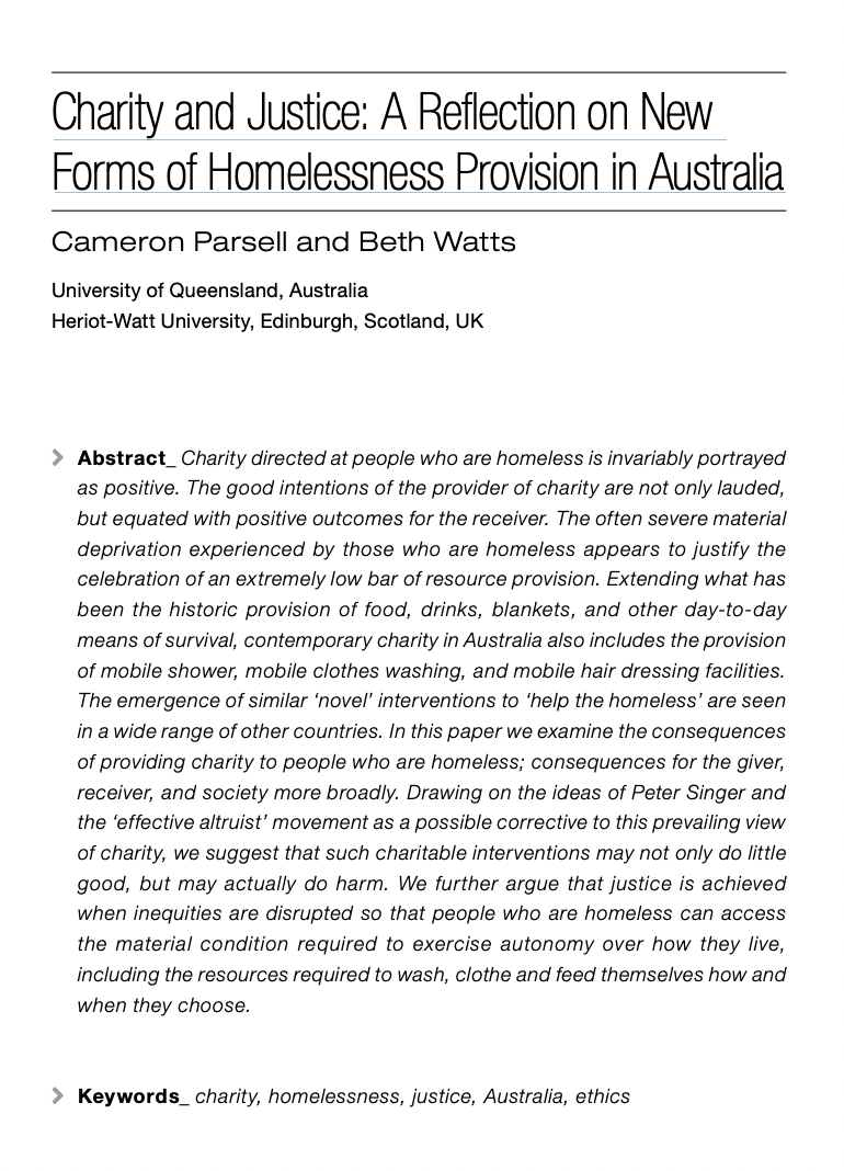 Charity and Justice: A Reflection on New Forms of Homelessness ...